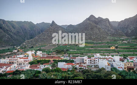 Los Silos cityscape with montains background , Tenerife, Canary islands ...