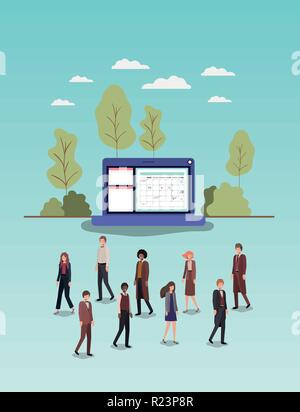mini people working in computer desktop Stock Vector Image & Art - Alamy