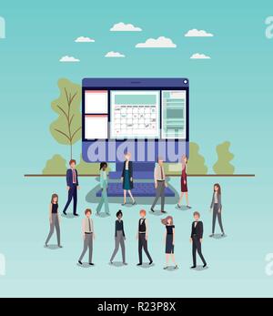 mini people working in computer desktop Stock Vector Image & Art - Alamy
