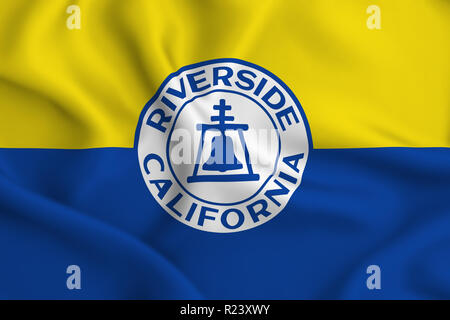Riverside California 3D waving flag illustration. Texture can be used ...