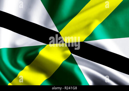 Monterey California 3D waving and closeup flag illustration with ...