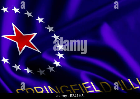 Springfield Illinois 3D waving and closeup flag illustration with ...
