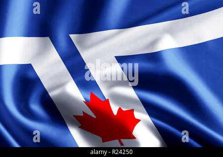 Toronto Flag 3D waving and closeup flag illustration with reflections ...