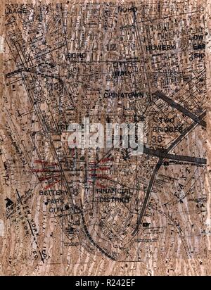 Street map showing the Ground Zero area of Lower Manhattan after the 9/ ...