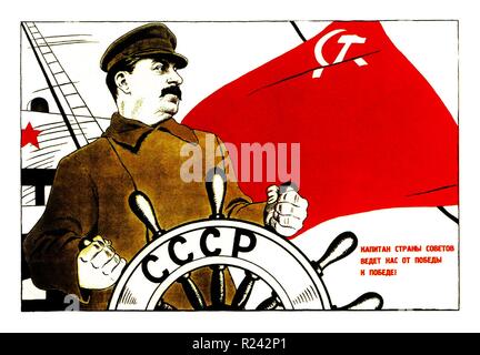 Josef Stalin Soviet propaganda poster showing Stalin with books. Circa ...