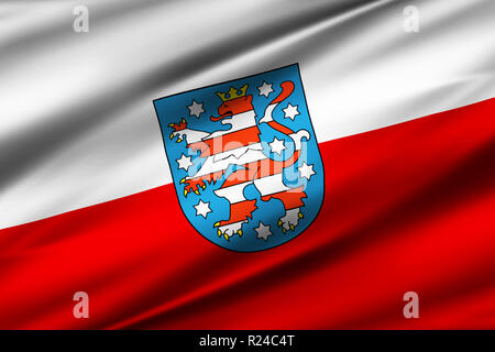 Thuringia 3D waving flag illustration. Texture can be used as ...