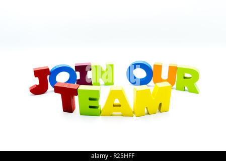 Join Our Team text written with colourful wooden letters, isolated over ...