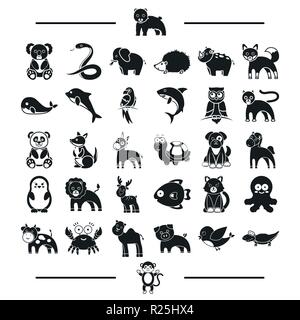 Animals, domestic, wild and other icon in black,flet style. Zoo, toys ...