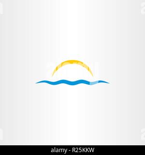 Water wave and sun icon vector illustration design logo Stock Vector ...