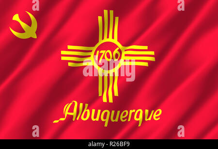 Albuquerque New Mexico 3D waving flag illustration. Texture can be used ...