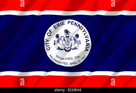 Erie Pennsylvania 3D waving and closeup flag illustration with ...