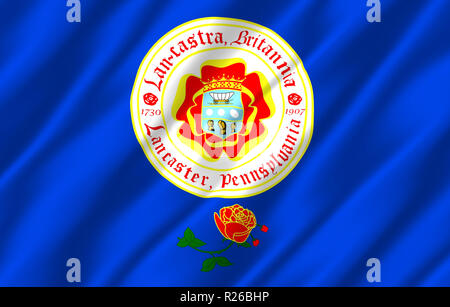 Lancaster Pennsylvania 3D waving flag illustration on a tiny metal ...