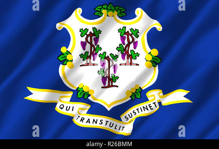 Connecticut 3D waving flag illustration. Texture can be used as ...