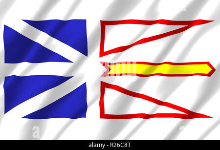 Newfoundland And Labrador waving flag illustration. States, cities and ...