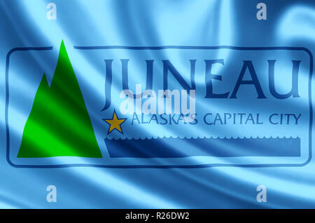 Juneau Alaska waving and closeup flag illustration. Perfect for ...