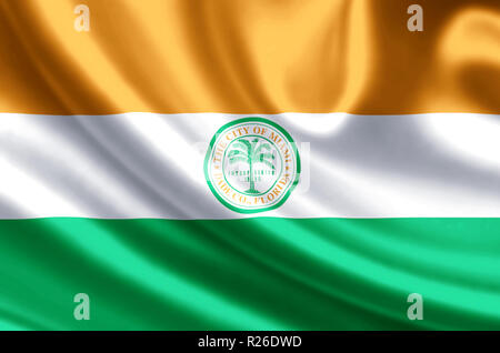 Miami Florida waving and closeup flag illustration. Perfect for ...