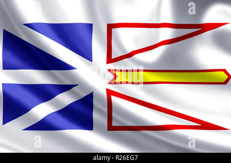 Newfoundland And Labrador waving and closeup flag illustration. Perfect ...