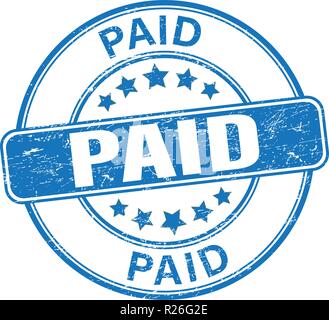 paid blue round grunge stamp Stock Vector Image & Art - Alamy