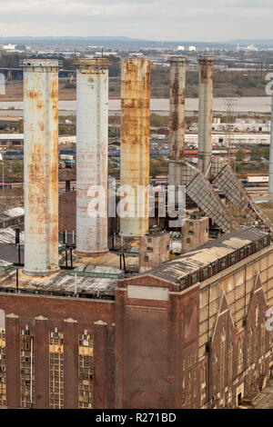 helicopter aerial view of Kearny Generating Station, a peaking power ...