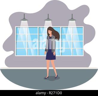businesswoman with wall and windows avatar character Stock Vector Image ...