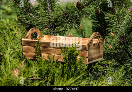 Burnt wood box for tools or products 2018 Stock Photo - Alamy