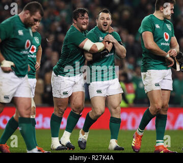 Ireland's Andrew Porter (right) celebrates after the final whistle ...