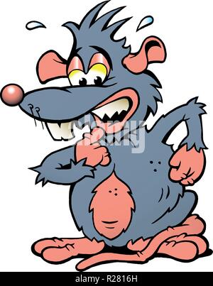 Scared cartoon mouse. Hand drawn vector illustration with separate ...
