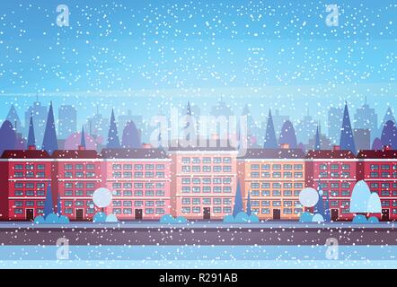 city building houses winter street cityscape Stock Vector Image & Art ...