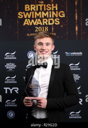 British Swimming athlete of the year winner Jack Laugher with presenter ...