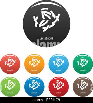 Lactobacilli icons set vector. A collection of cartoonish drawings of ...