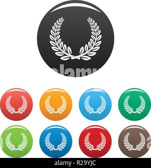 Royal trophy medal icons set cartoon vector. Shape badge. Star level ...
