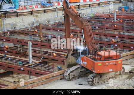 Construction site of Shatin-to-Central Link of the MTR System, Wan Chai ...
