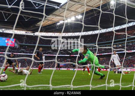 Harry Kane of England scores his sides second and winning goal, putting ...