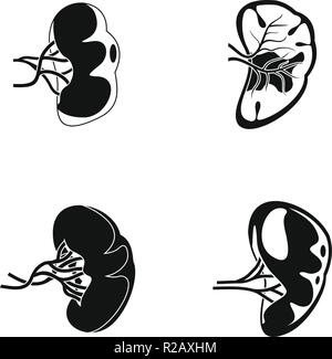 Spleen milt anatomy icons set. Realidtic illustration of 4 spleen milt ...