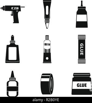 Glue stick adhesive icons set. Flat illustration of 9 glue stick adhesive vector icons for web ...
