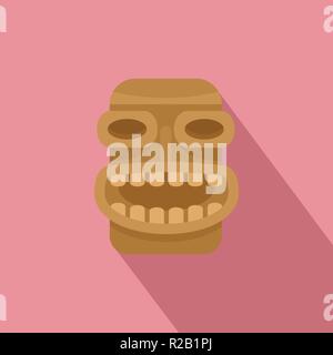 Hawaiian traditional mask totem poles. Flat wooden indigenous tiki ...