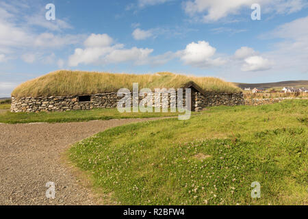 Replica of Norse Viking longhouse at Brookpoint, Unst, Shetland Islands ...