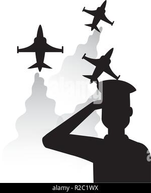 silhouette of man soldier american avatar character Stock Vector Image ...