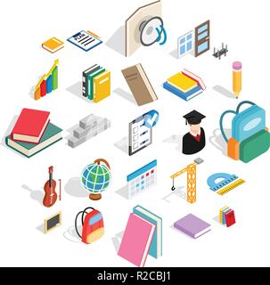 School program icons set, isometric style Stock Vector Image & Art - Alamy