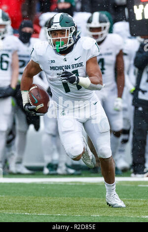 Michigan State running back Connor Heyward looks to the sideline during ...
