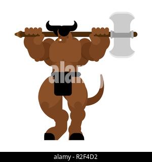 Minotaur strong. Powerful half human half bull. Mythical Monster with ...