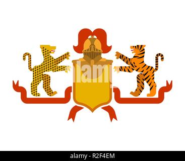 Tiger crest, coat of arms heraldry logo design template Stock Vector ...