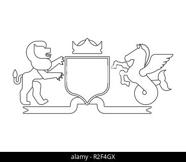 Medieval heraldic animal sketch, horse dragon with fish or mermaid tail ...