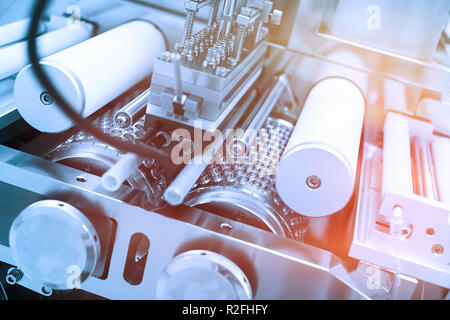 manufacture machine with shafts. Blue tone. Blue tint Stock Photo - Alamy