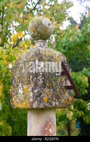 A sundial pillar in the churchyard at Sutton Mandeville, Wiltshire ...