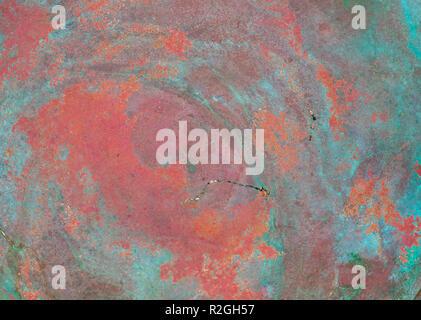 Corrosion and oxidation on a copper sheet. A copper component that has ...