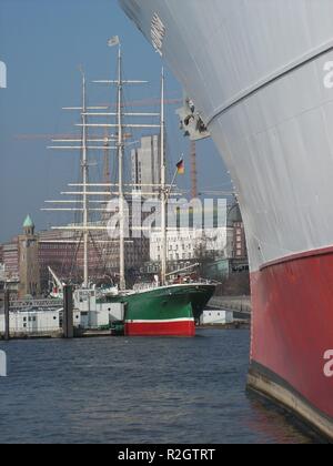 The masts of the sail ship 'Rickmer Rickmers' are pictured before the ...