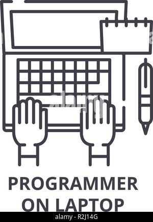Programmer icon, linear isolated illustration, thin line vector, web ...