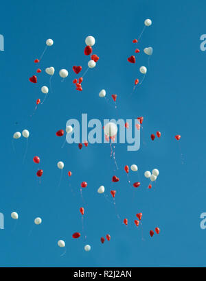 blue slip blank european caucasian balloon embassy firmament sky clouds ...