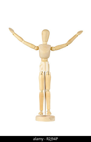 Wooden stickman with open arms Stock Photo - Alamy